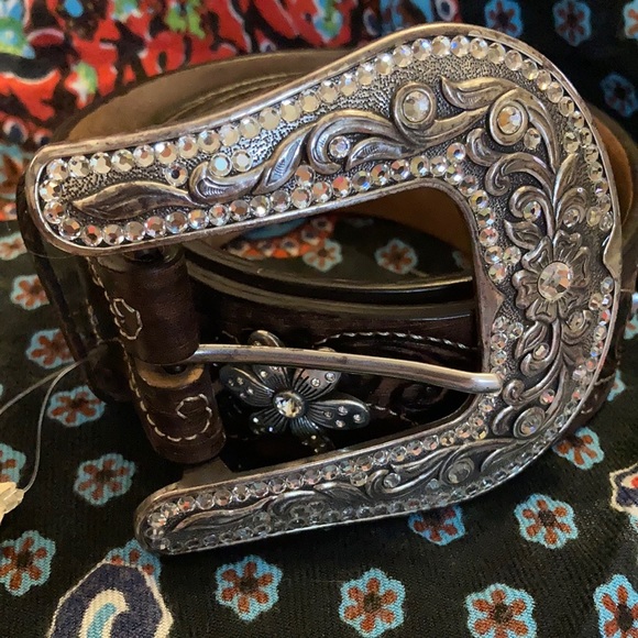 Justin Boots | Accessories | Justin Leather Belt With Rhinestones ...